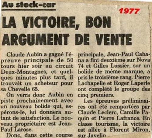 Circuit Deux_montagnes - Photos et articles de journaux - Années 1970