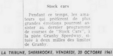 Granby Speedway - Saison 1961