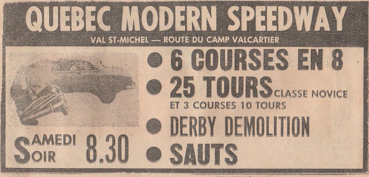 Article, pub. 1970 ( 40e , 41e ) du Quebec Modern Speedway